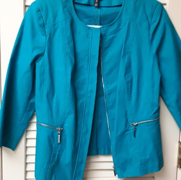 Rafaella | Jackets & Coats | Rafaella Light Blue Zipper Jacket Nwt ...